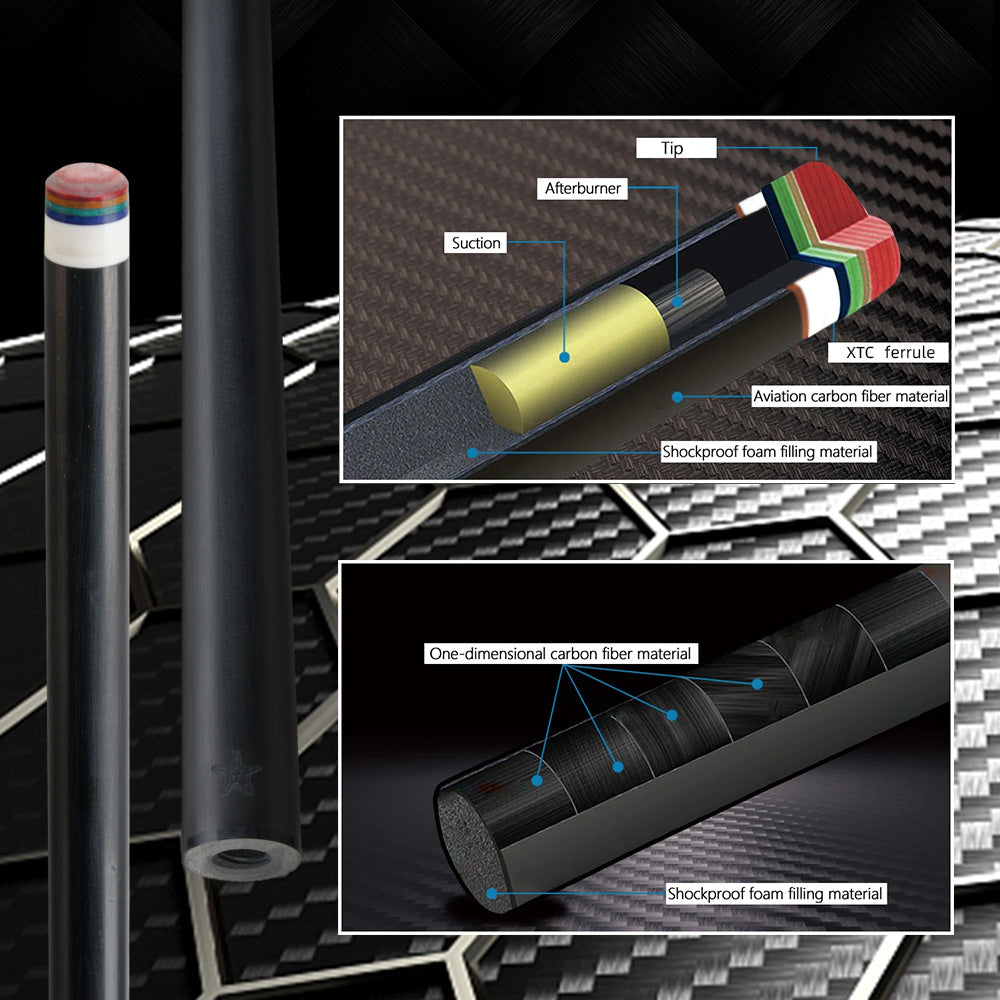 CRICAL CL-01 Carbon Fiber Pool Cue Stick Black Technology Low Deflecti